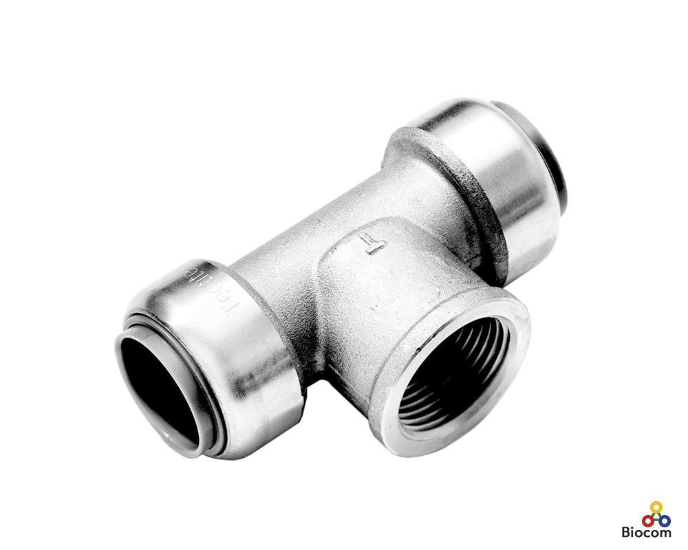 Roth tee 15x1/2"x15 mm, RF stål, anvendes på Pex, Cu og RF rør